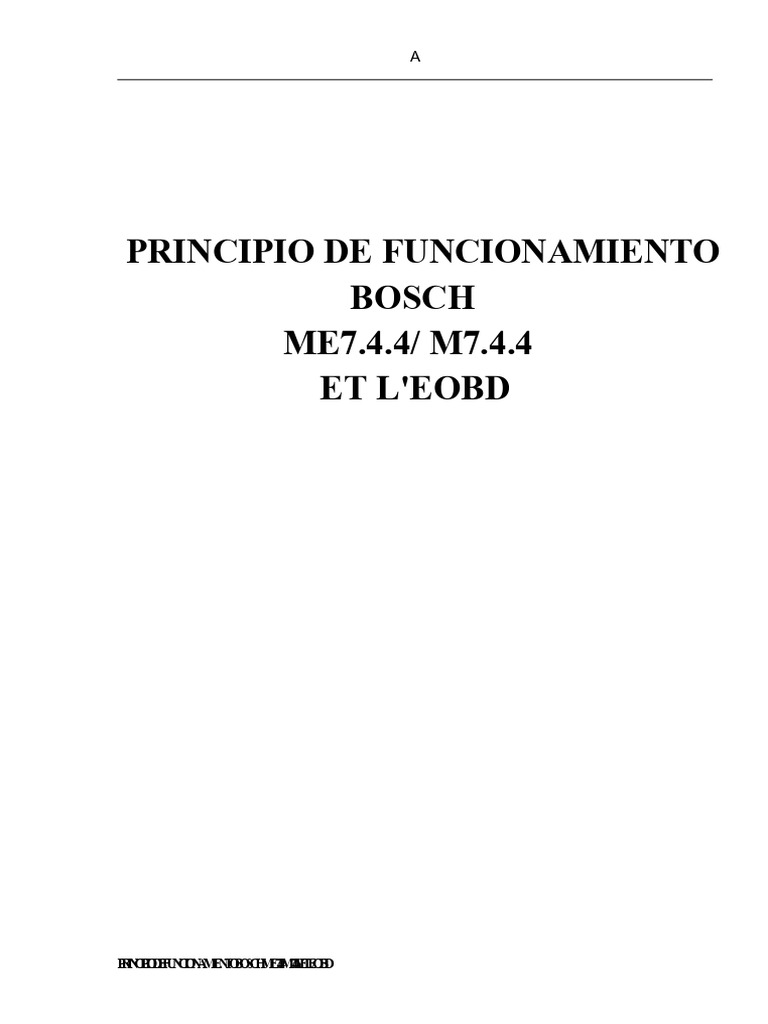 Principio de Funcionamiento Bosch ME7.4.4-M7.4.4 | PDF | Inyección de ...