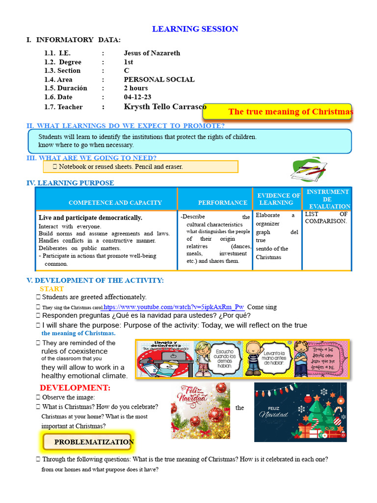 True Meaning of Christmas Learning Session | PDF | Christmas