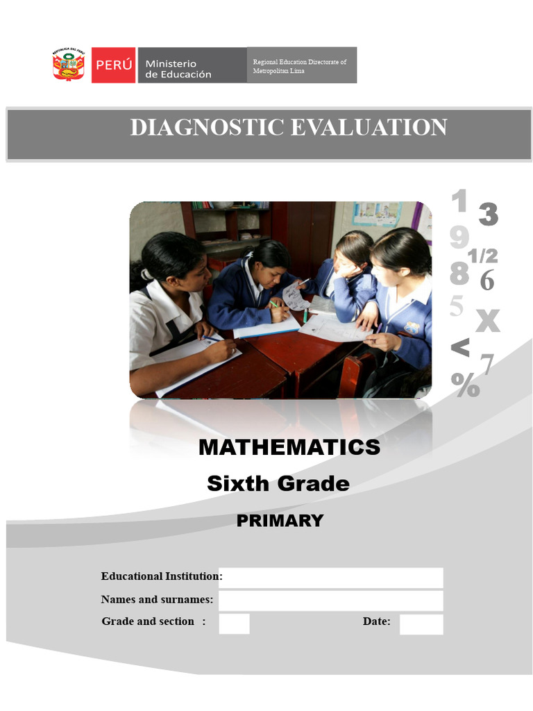 DIAGNOSTIC EVALUATION WORKBOOK - PRIMARY MATHEMATICS 6th GRADE PDF ...