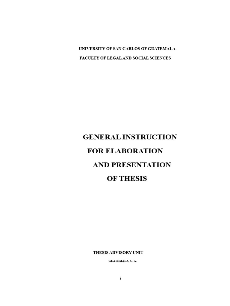General Instructions for the Preparation and Presentation of Theses ...