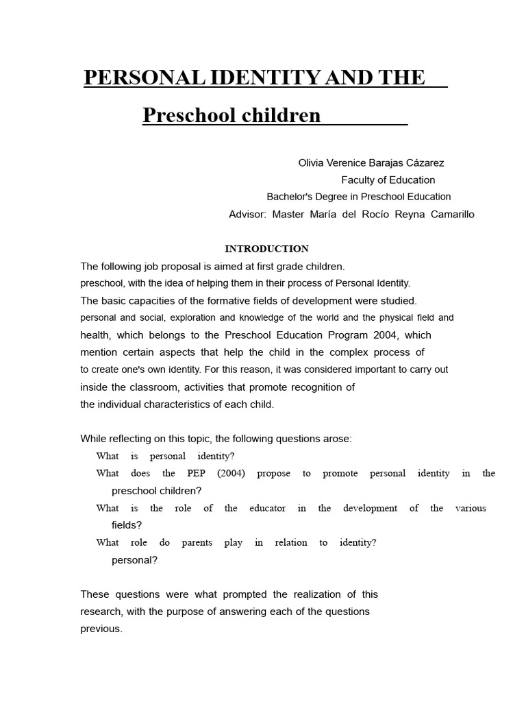 Didactic Sequence Personal Identity | PDF | Identity (Social Science ...