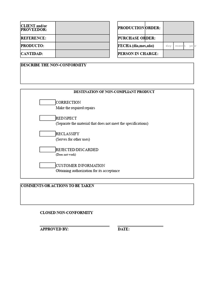 Non-Conformity Report Template | PDF