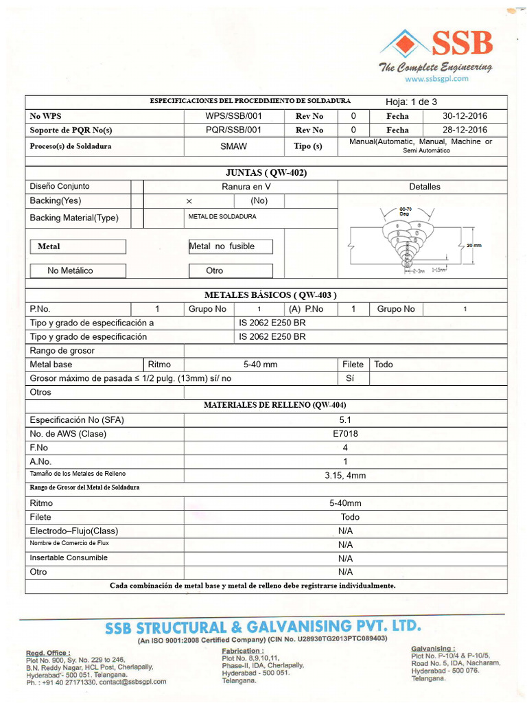 Smaw Wps Final | PDF | Soldadura | Construcción