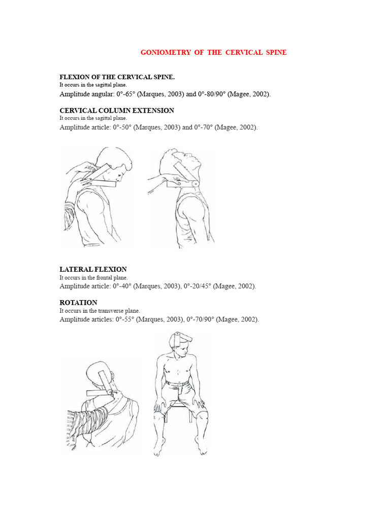 Goniometry of The Cervical Spine | PDF