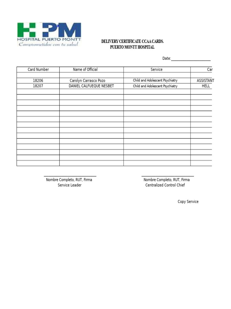 Delivery Record of Access Control Cards HPM | PDF