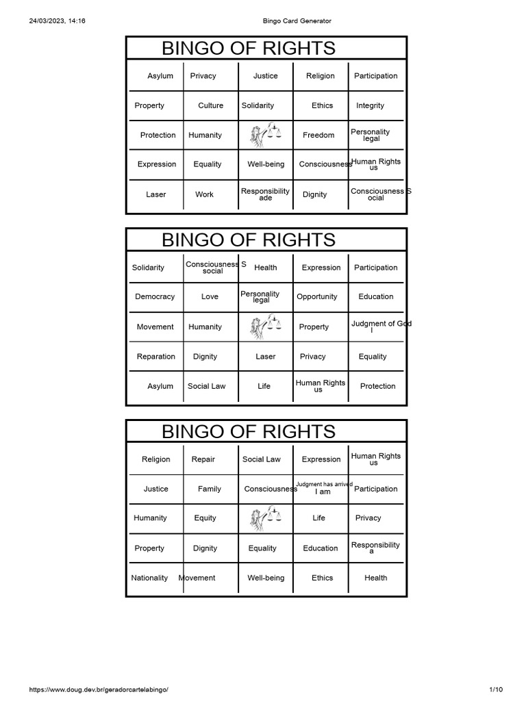 Bingo of Rights | PDF | Social Equality | Justice