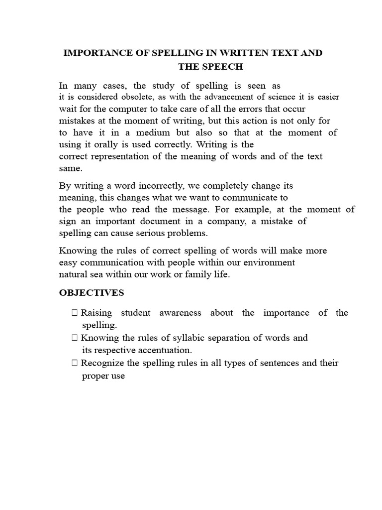 Importance of Spelling | PDF | Semantics | Communication