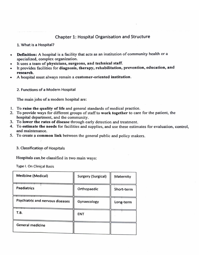 Hospital Organisation & Structure | PDF