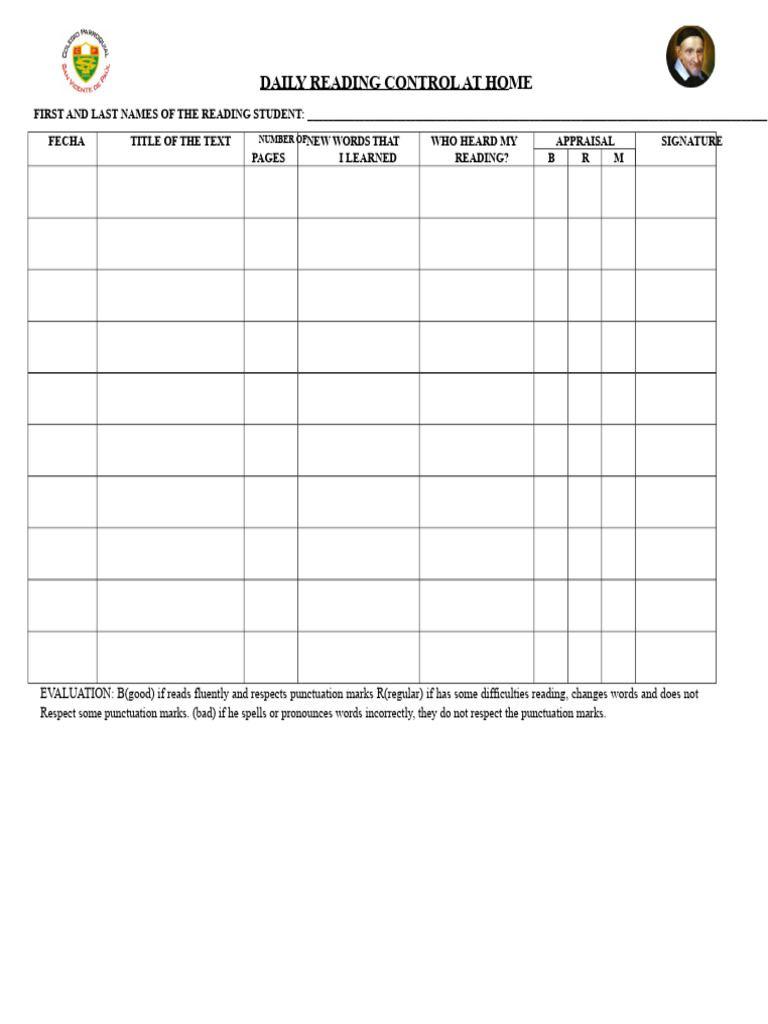Daily Reading Control at Home | PDF
