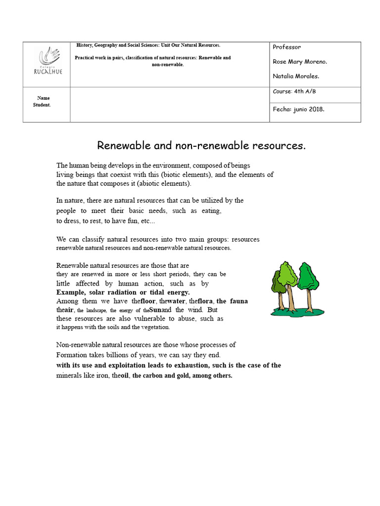 Classification of Natural Resources | PDF | Renewable Resources ...