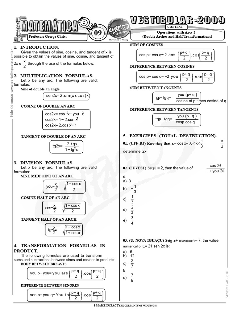 Mathematics - Pre-University Impact - Trigonometry - Operations With ...