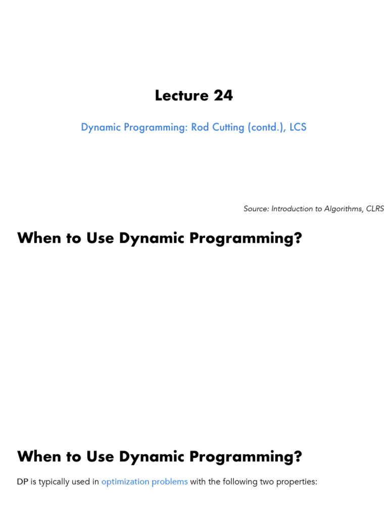 Lecture 24 | PDF | Dynamic Programming | Recursion