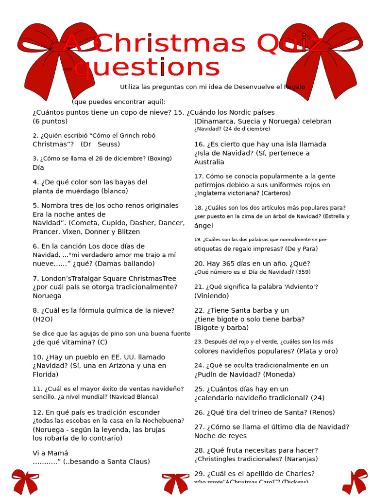 Preguntas sobre Tradiciones Navideñas | PDF | Navidad | Reno de santa claus