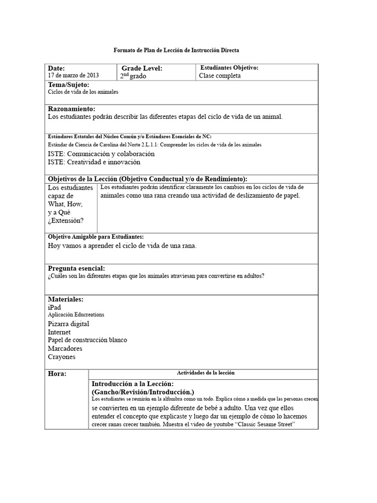 Lección de Ciencias de Segundo Grado | PDF | Aprendizaje | Experiencia