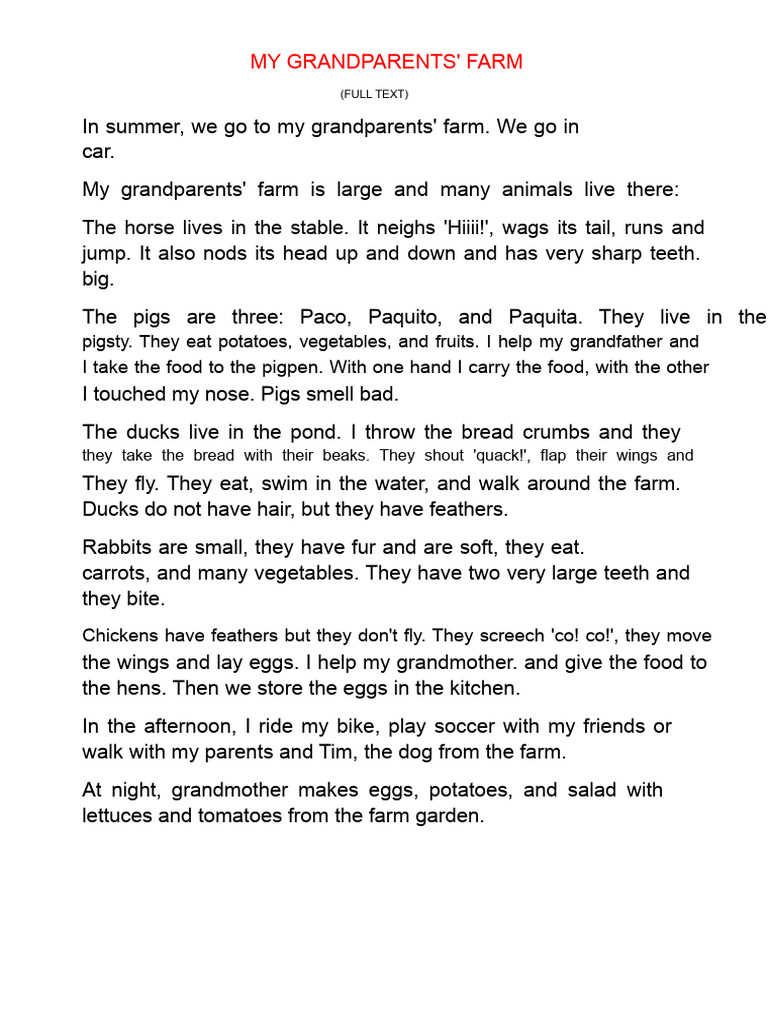 Activities My Grandfather's Farm | PDF | Plural | Grammatical Gender