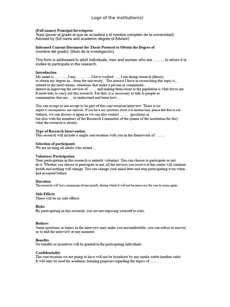 Informed Consent Model | PDF | Psychological Concepts