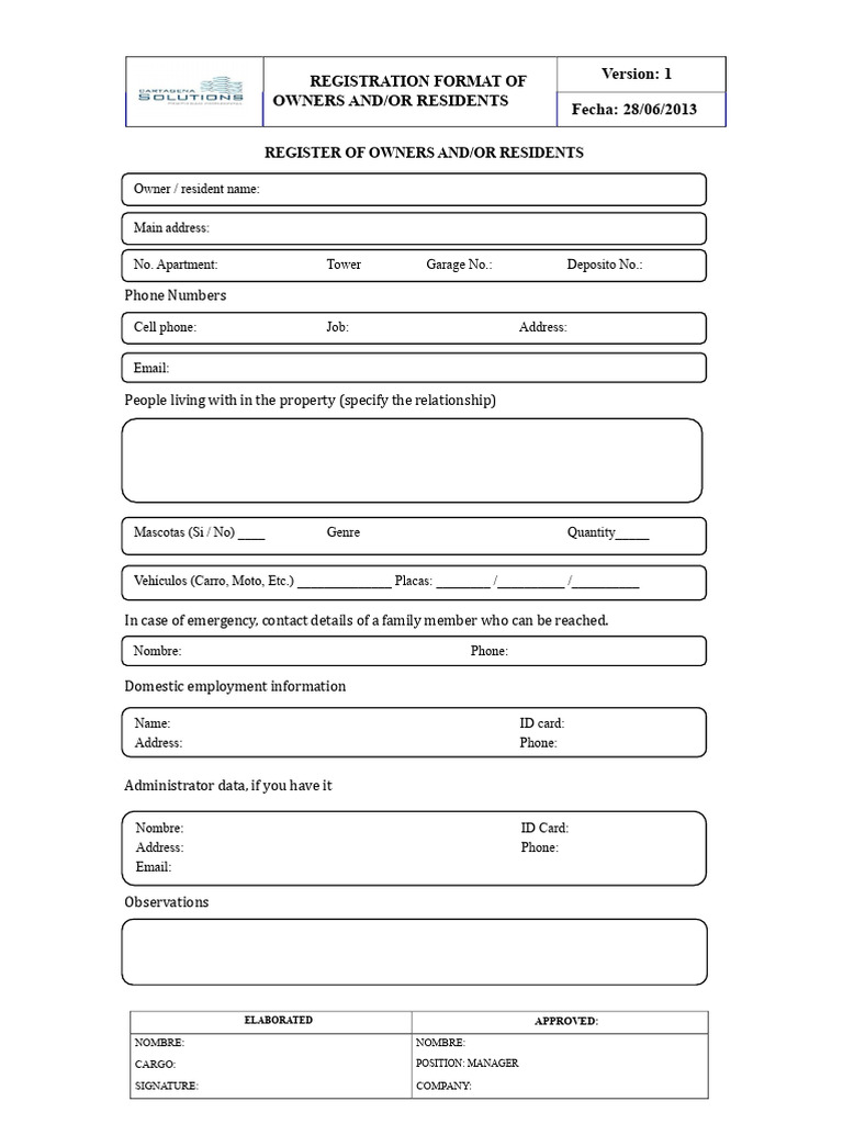 Owner Registration Format | PDF