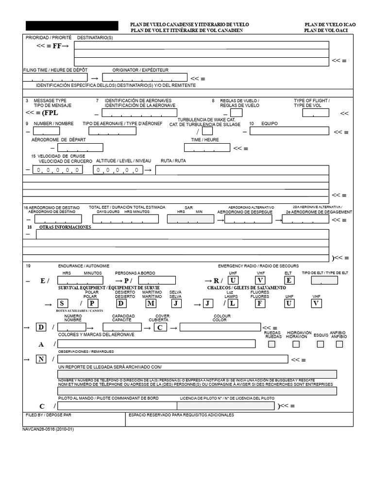 Formulario de Plan de Vuelo de NavCanada | PDF | Seguridad de la ...