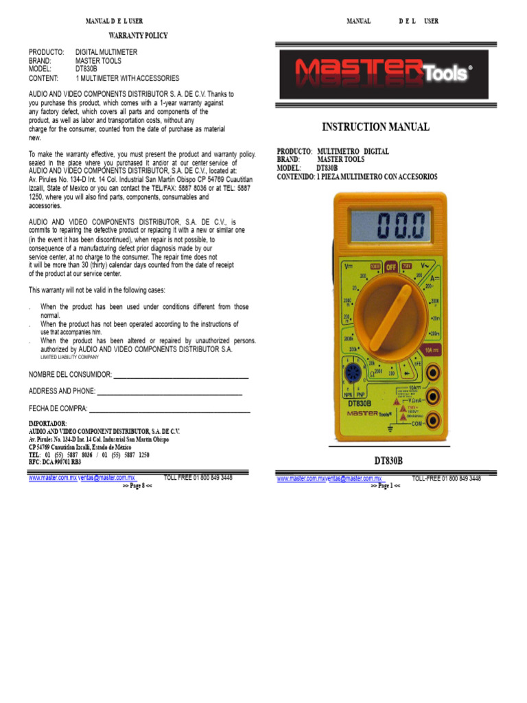 DT830B | PDF | Electrical Engineering | Electricity