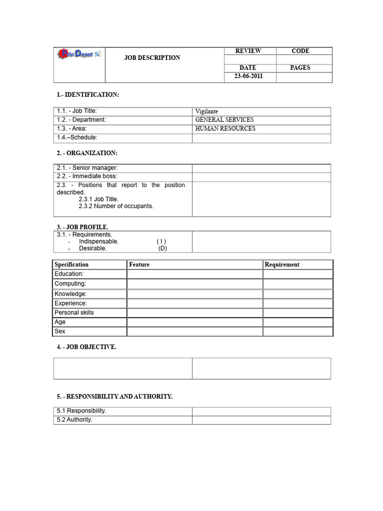 Job Description Format | PDF
