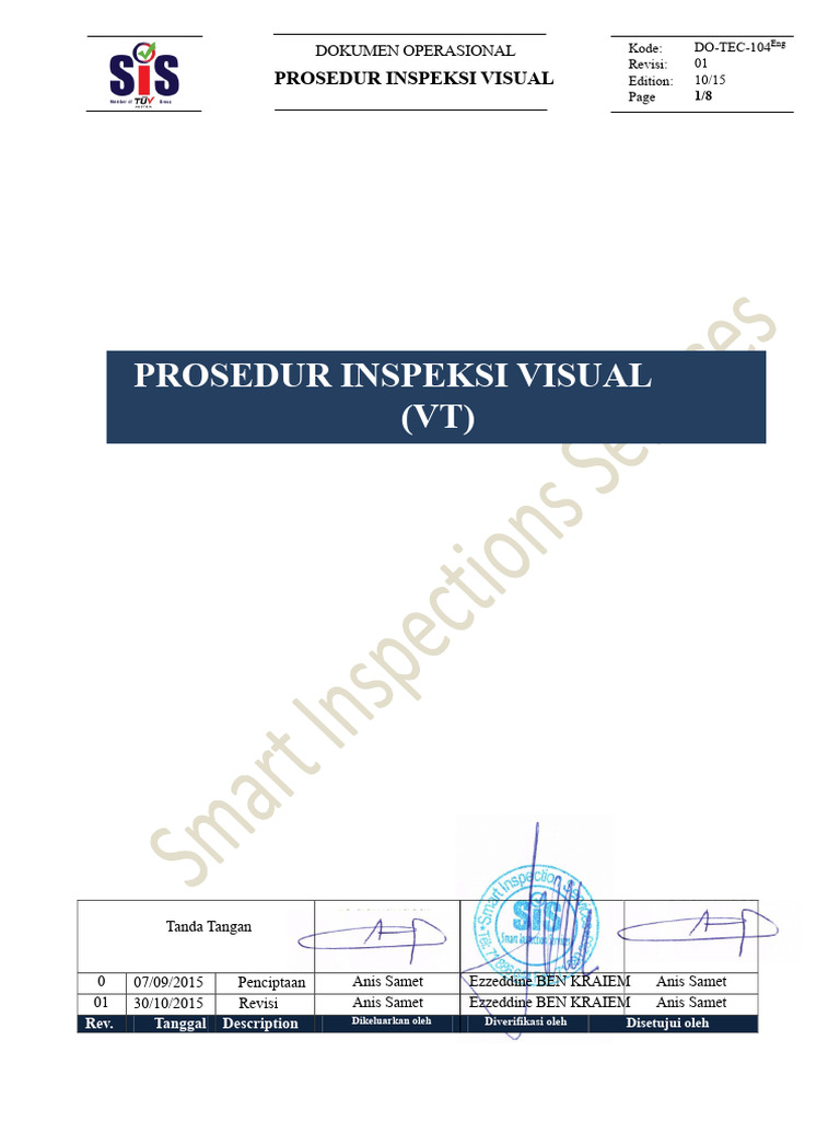 Prosedur Inspeksi Visual | PDF