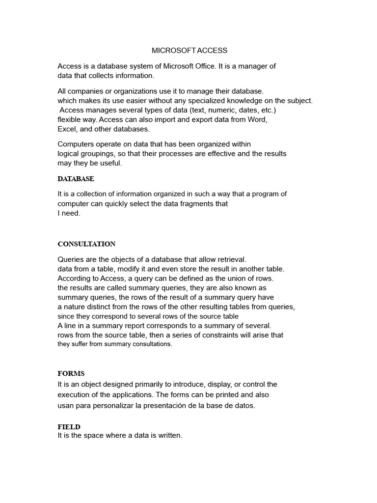 Microsoft Access | PDF