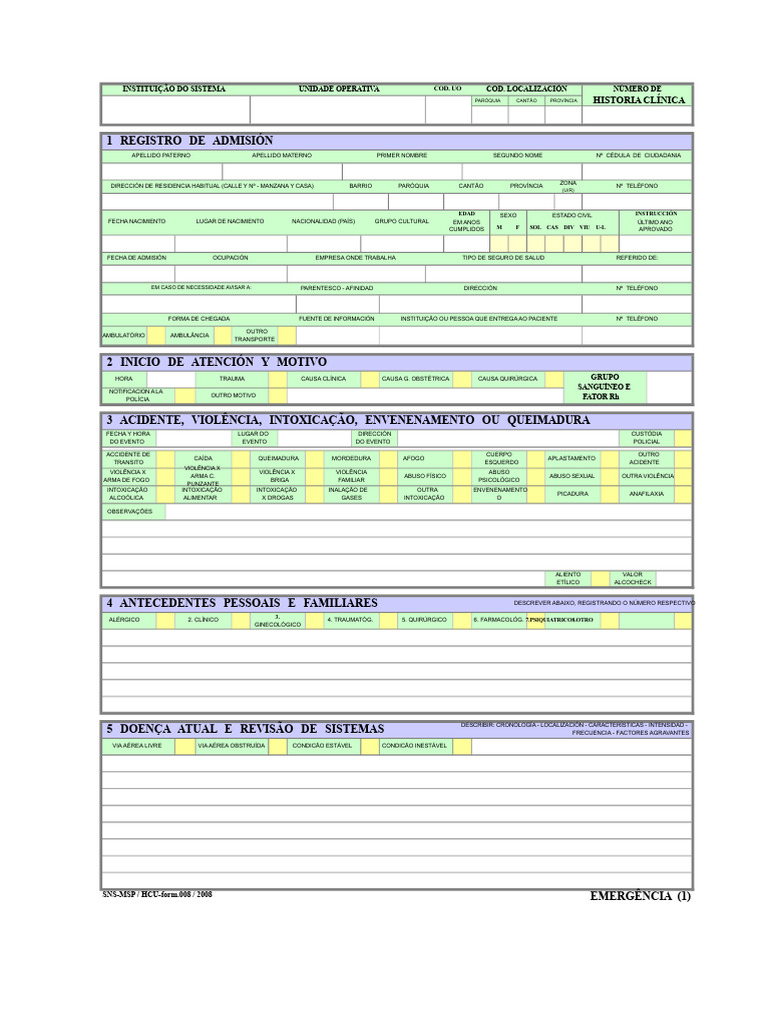 Formulário 008 Emergência | PDF | Violência | Especialidades médicas