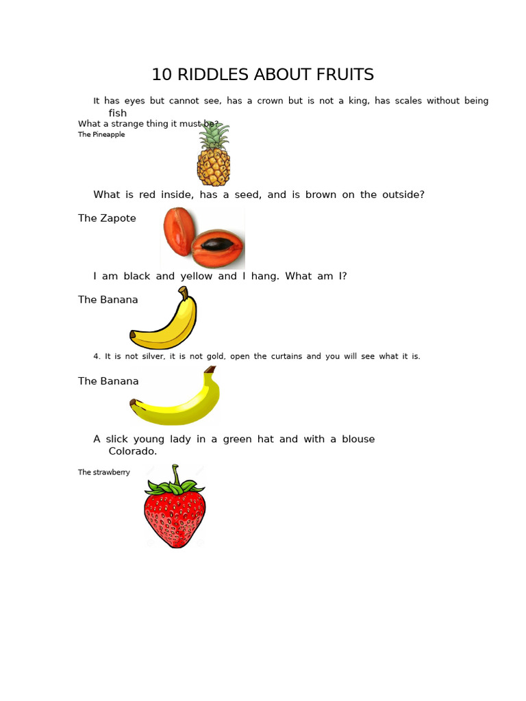 10 Riddles About Fruits | PDF