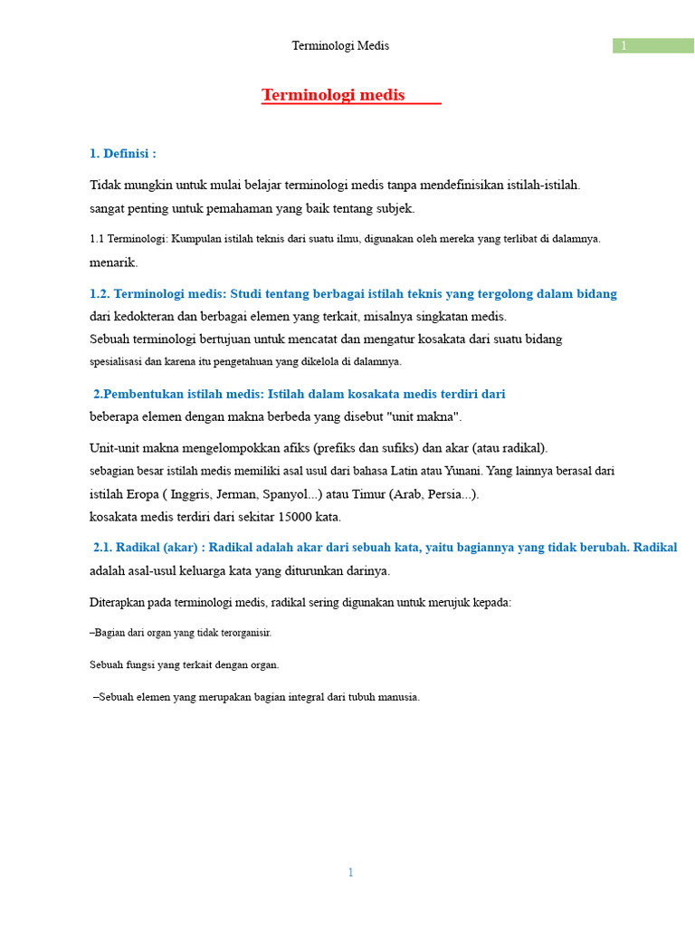 Panduan Terminologi Medis Dasar | PDF