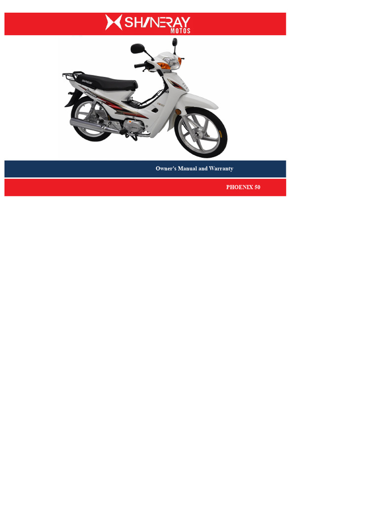 PHOENIX 50 Owner's Manual & Warranty | PDF | Emission Standard | Motorcycle