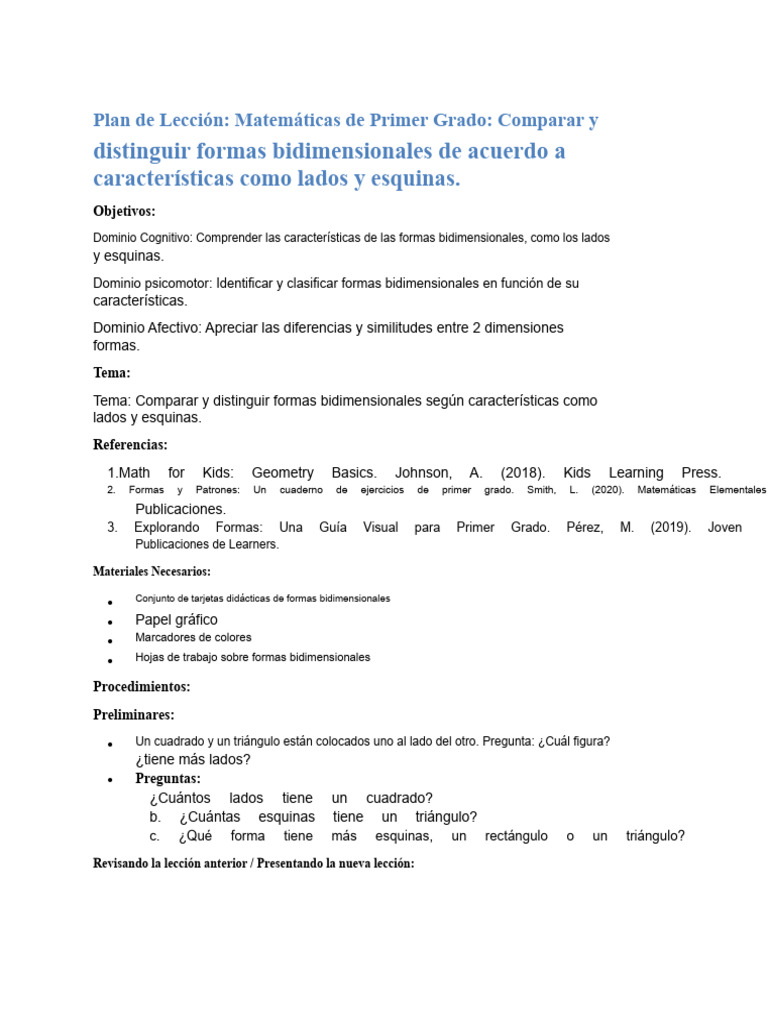 Comparación de Formas 2D para Primer Grado | PDF | Geometría ...