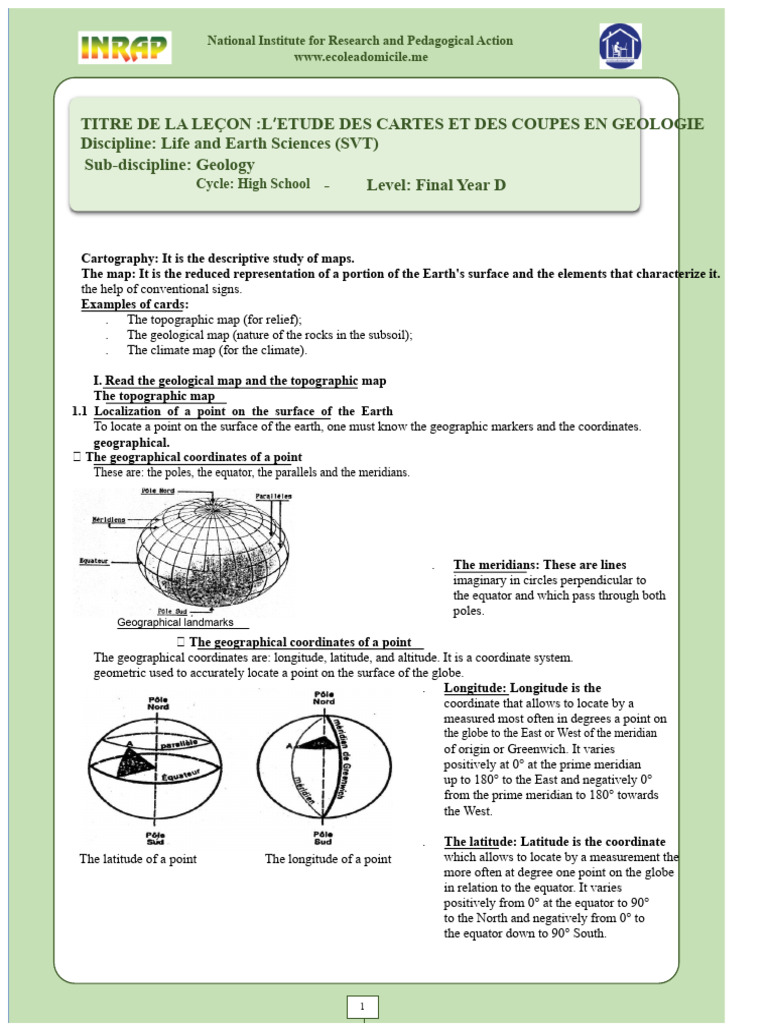 SVT - Term D - STUDY OF MAPS AND SECTIONS IN GEOLOGY Part 1 | PDF ...