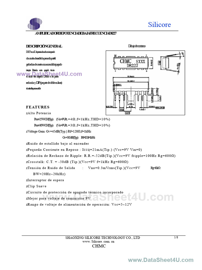 Amplificador D8227: Potencia y Rendimiento | PDF | Ingeniería ...
