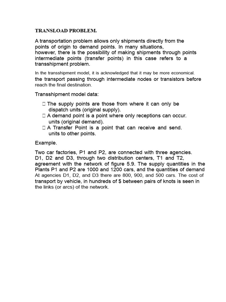 Transshipment Problem Pdf Transport Applied Mathematics