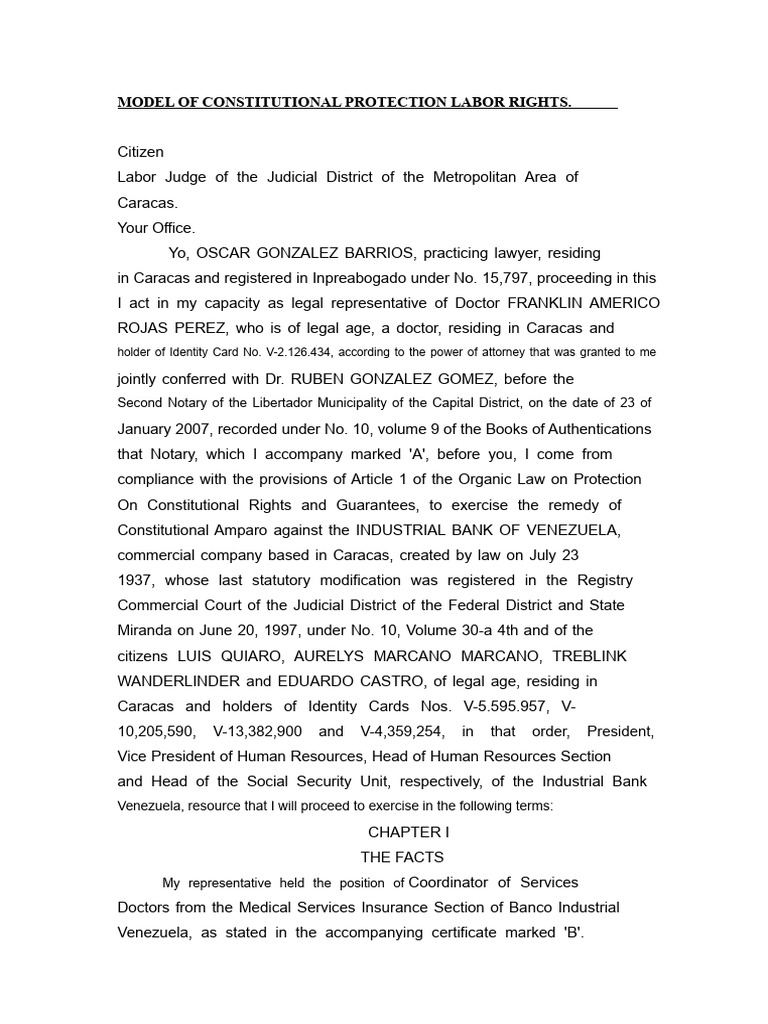 Model of Constitutional Protection For Labor Rights. | PDF | Venezuela ...