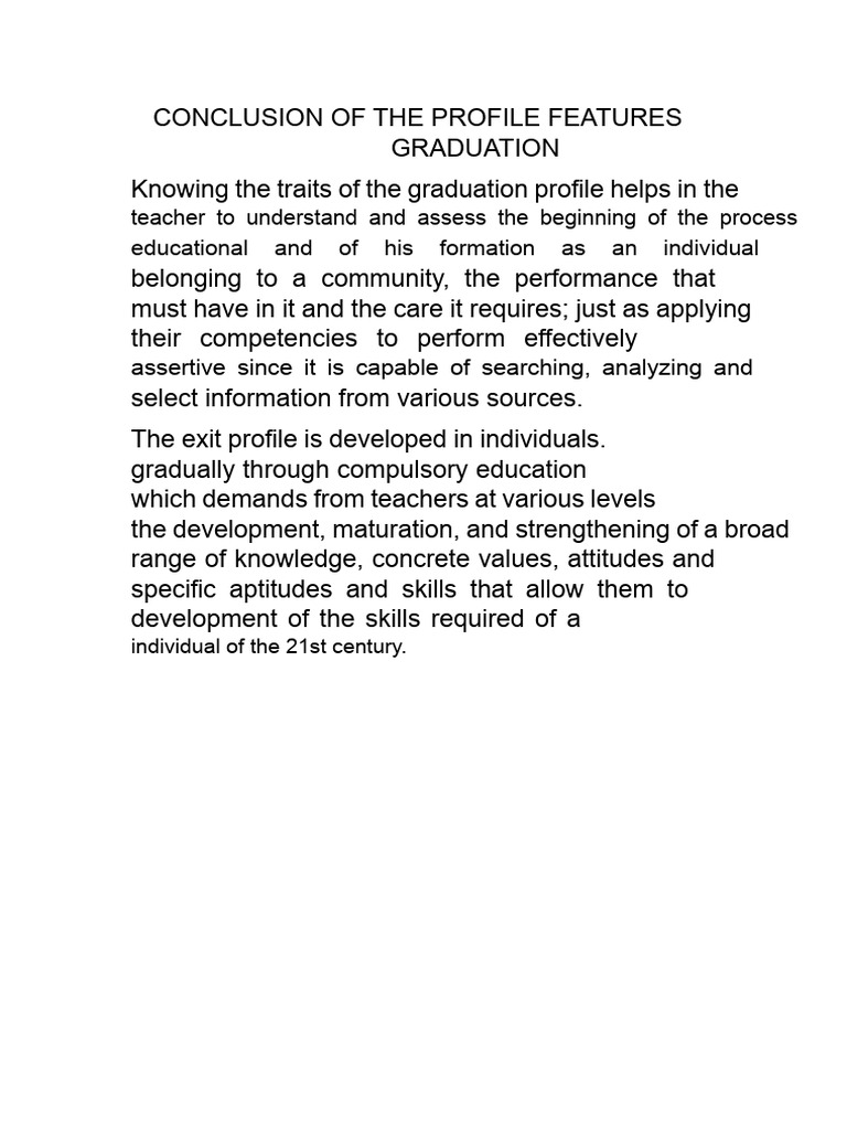 Conclusion of The Graduate Profile Characteristics | PDF | Knowledge ...