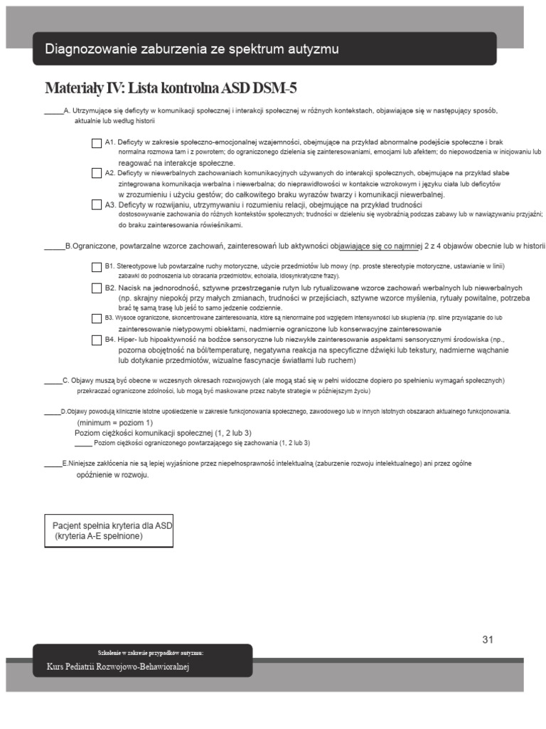 DSM 5 ASD Checklist PDF | PDF