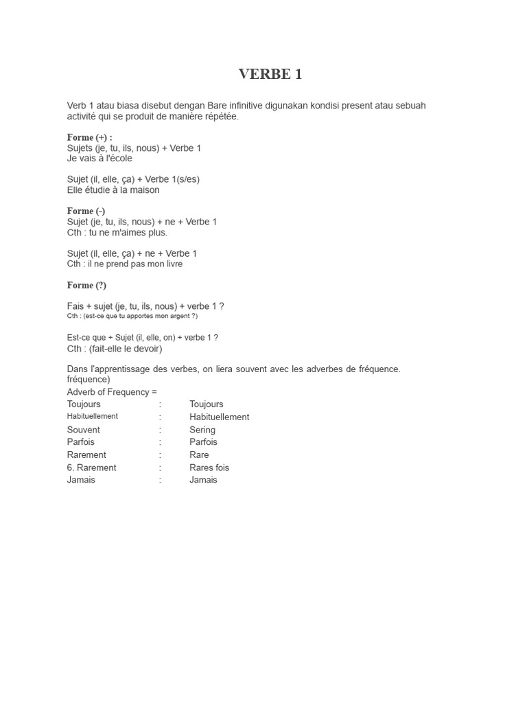 Verbe 1 & Activités Quotidiennes | PDF | Verbe | Morphologie linguistique