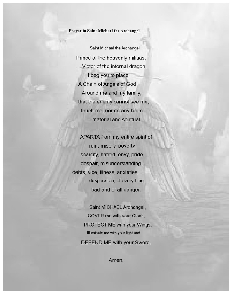 Prayer To Saint Michael The Archangel | PDF