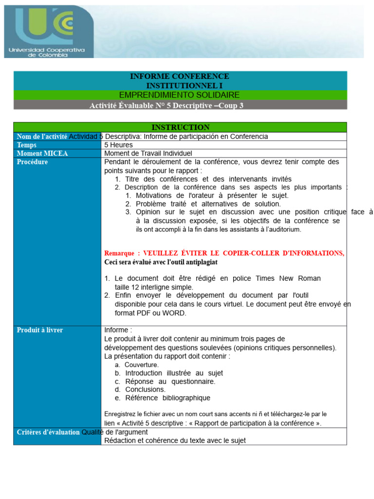 Rapport sur la Conférence d'Entrepreneuriat | PDF