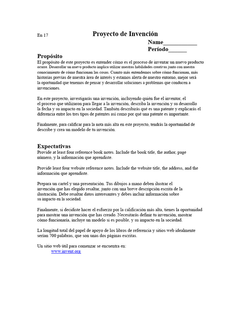 Proyecto de Invención | PDF | Invención | Patentar