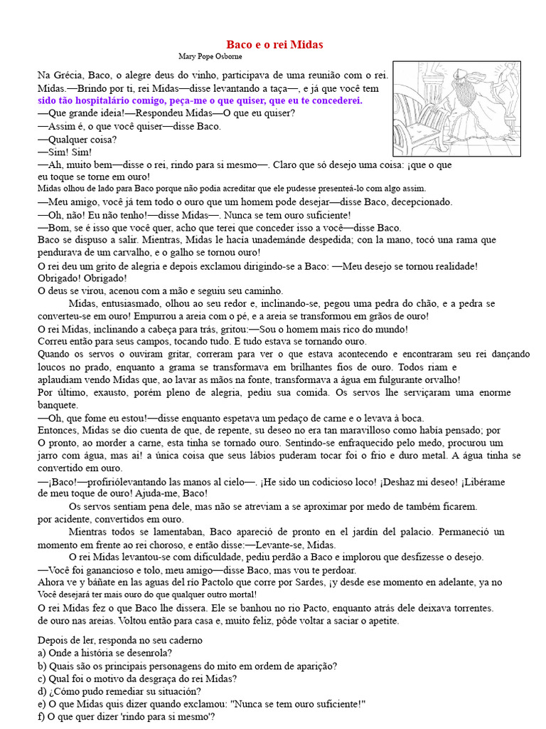Baco e o rei Midas.docx | PDF | Dionísio
