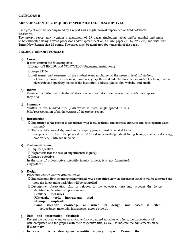 SCIENCE FAIR - PROJECT REPORT FORMAT - Secondary School | PDF | Scientific Method | Data