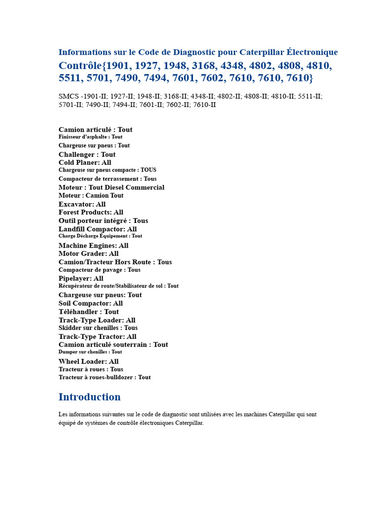 Codes de Diagnostic Caterpillar Électronique | PDF | Injection (moteur ...