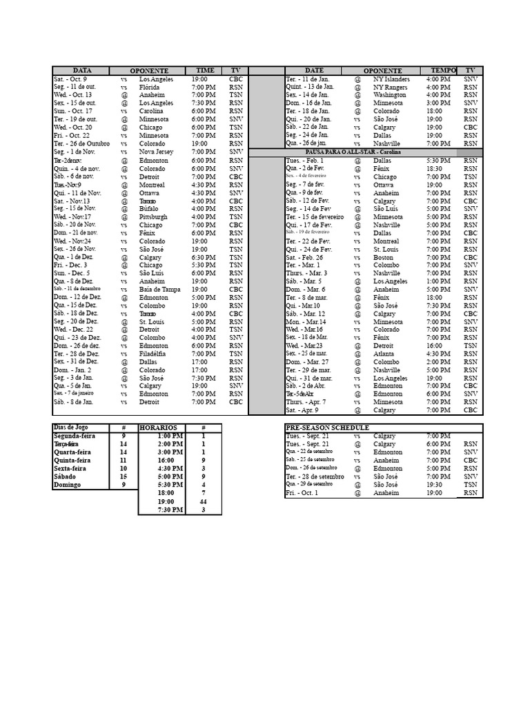 Agenda dos Canucks | PDF | National Hockey League | Sports Competitions