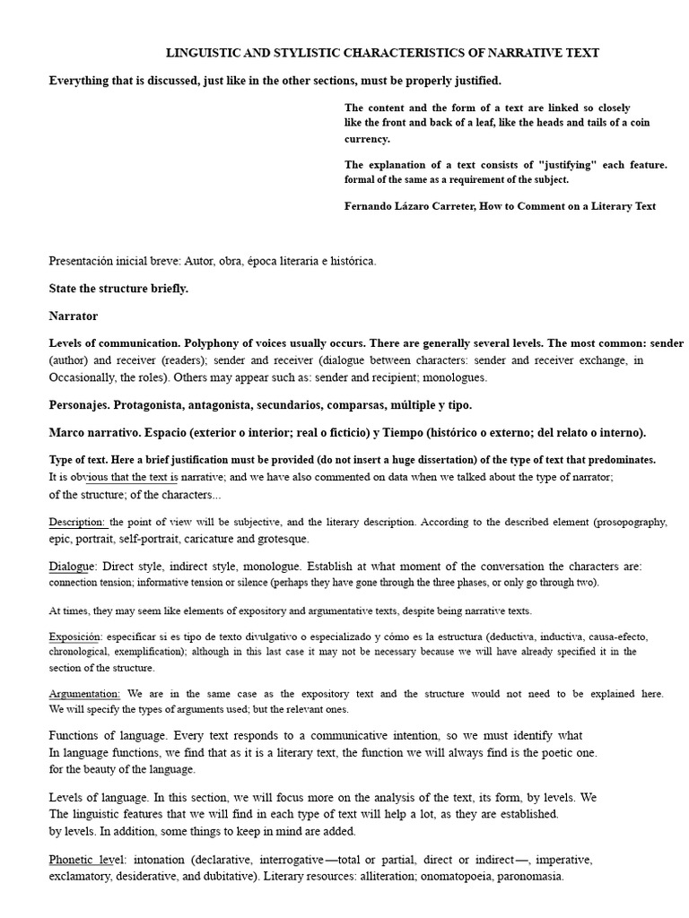 Linguistic and Stylistic Characteristics of Narrative Text | PDF | Verb ...
