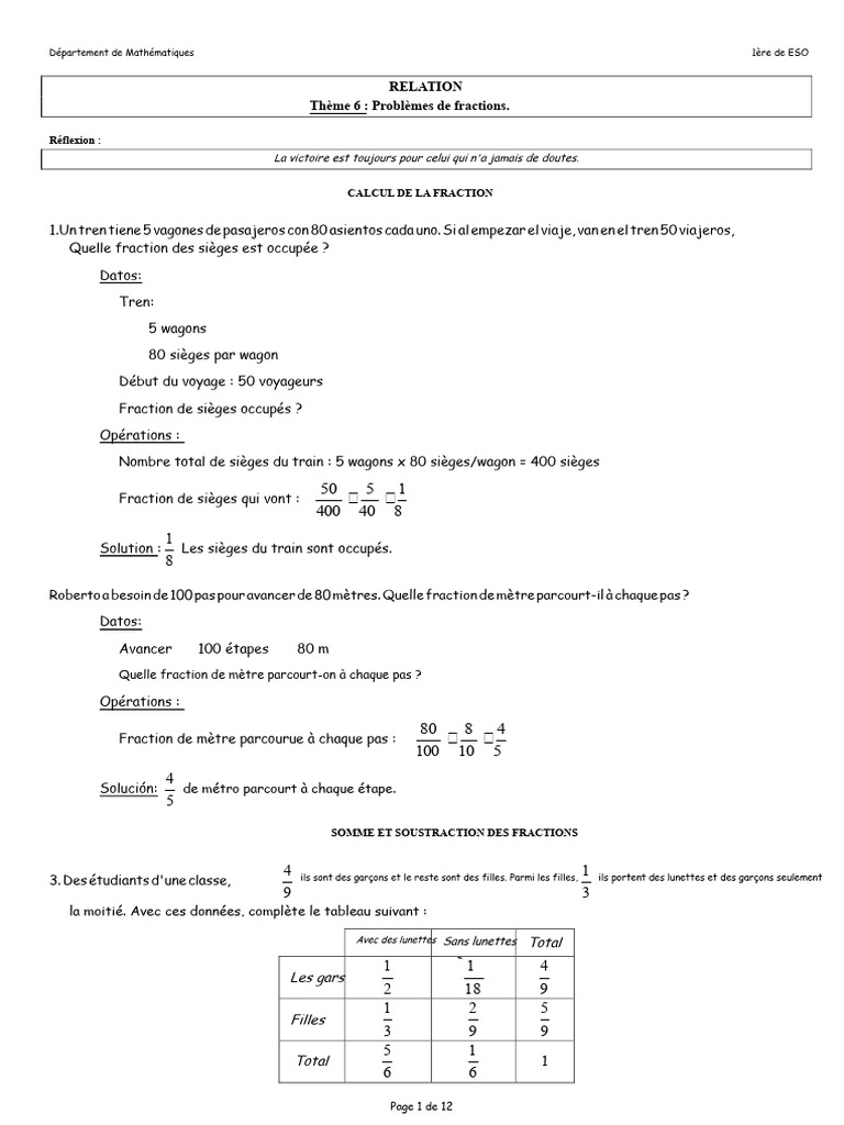 Problèmes de fractions pour ESO | PDF | Piscine | Nourritures