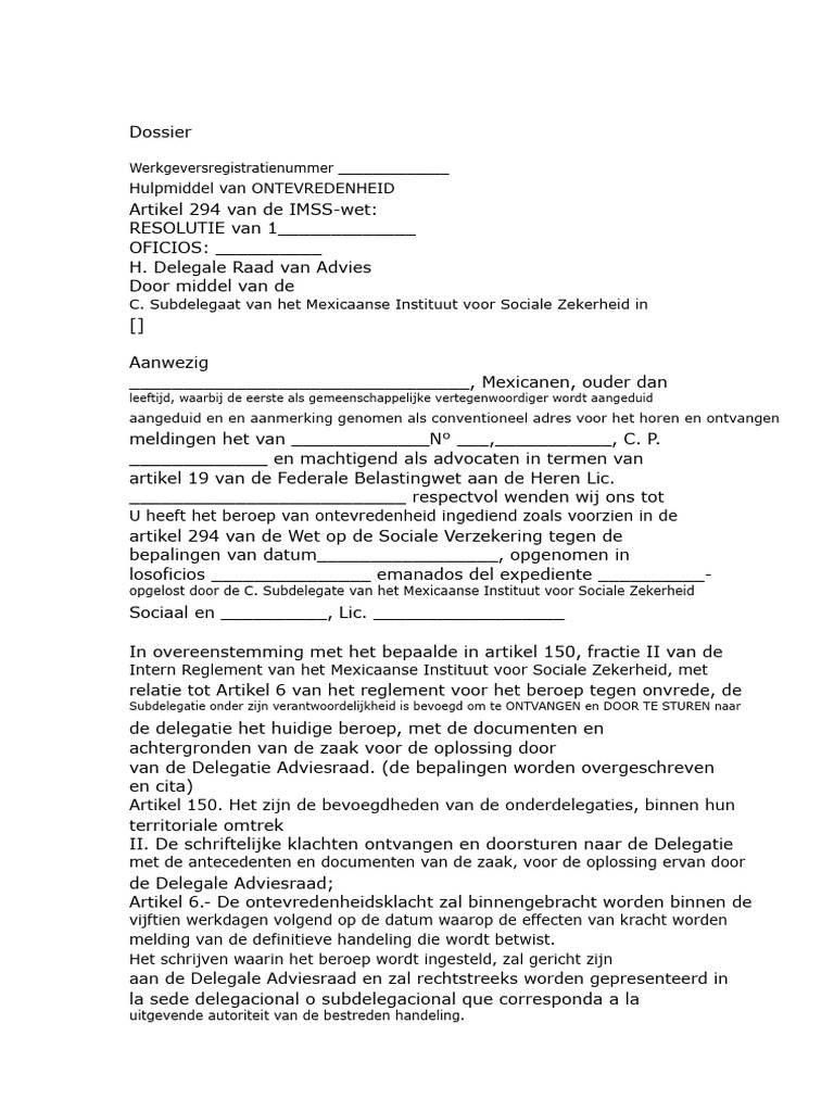 Formulier Voor Bezwaar | PDF