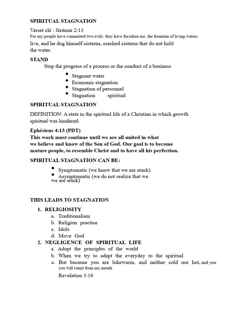 SPIRITUAL STAGNATION | PDF | Jesus | Religious Belief And Doctrine