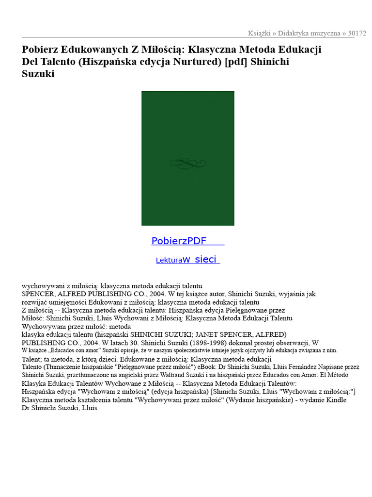 Wychowani Z Miłością Klasyczna Metoda Edukacji Talentu | PDF